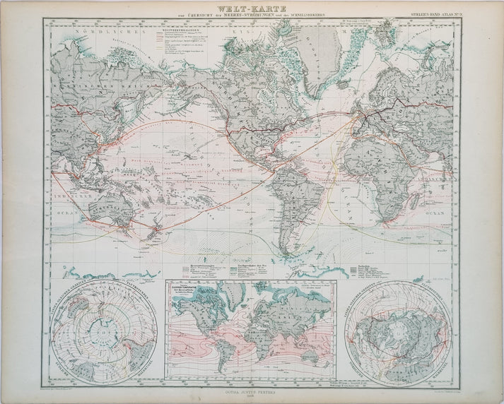 1867 World Map of Sea Currents and Trade – Golden Age Maps