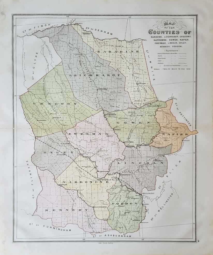 1886 - Map of the Counties of Baradine, Leichardt.. – Golden Age Maps