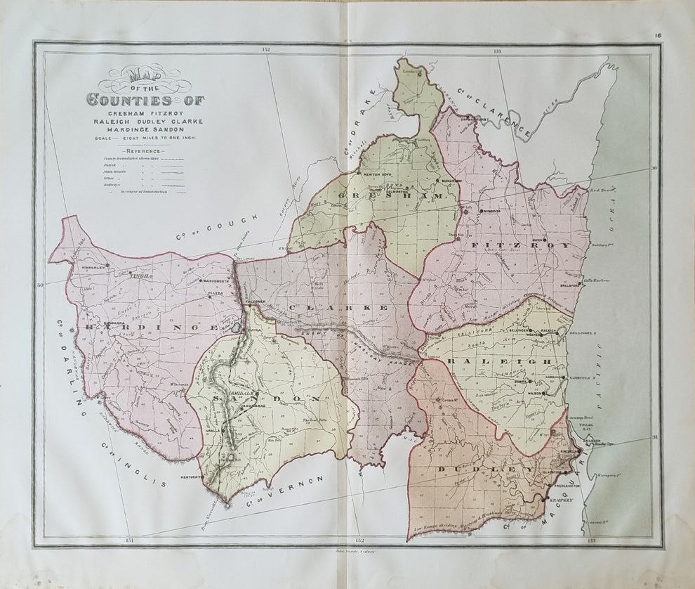 1886 Map of Gresham & Fitzroy, NSW — Original Antique Colonial Map ...